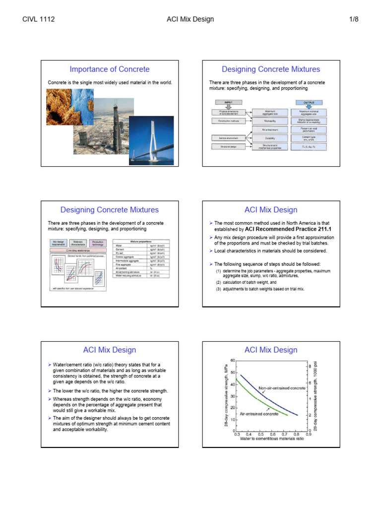 ACI Mix Design Intro | PDF | Concrete | Building Engineering