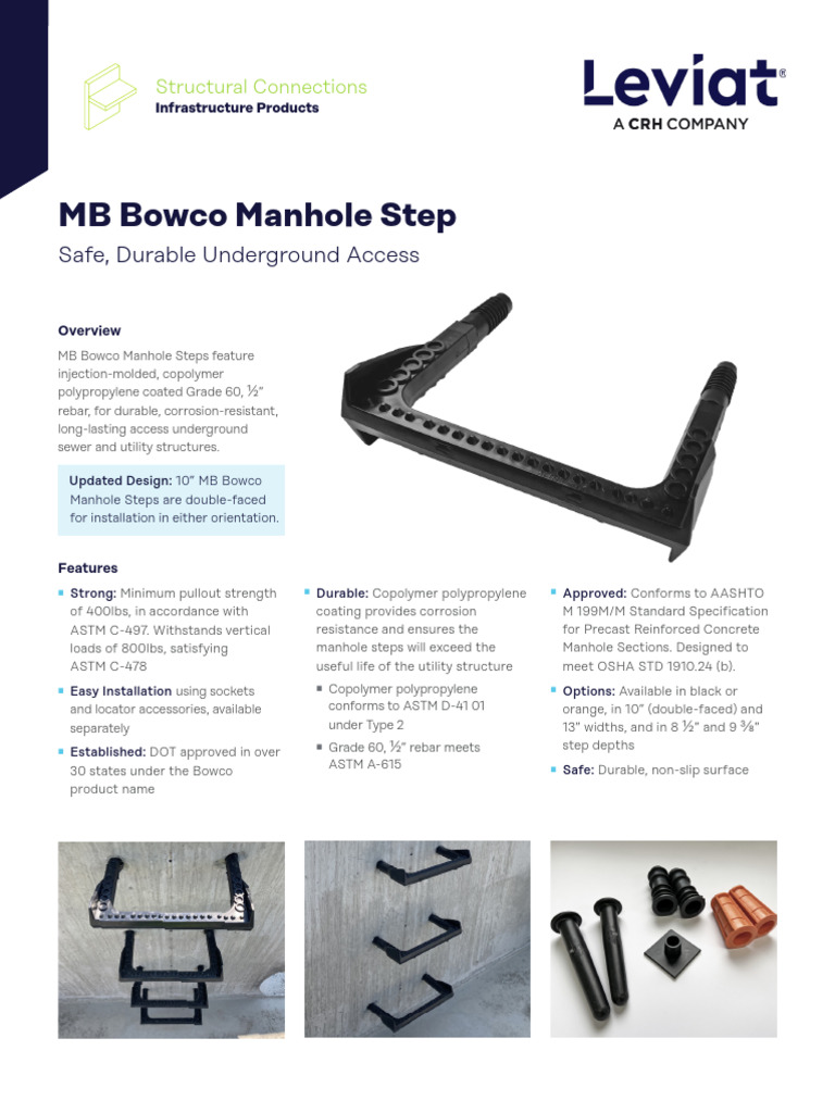 Leviat MB Bowco Manhole Step Data Sheet 2 | PDF | Materials | Building ...