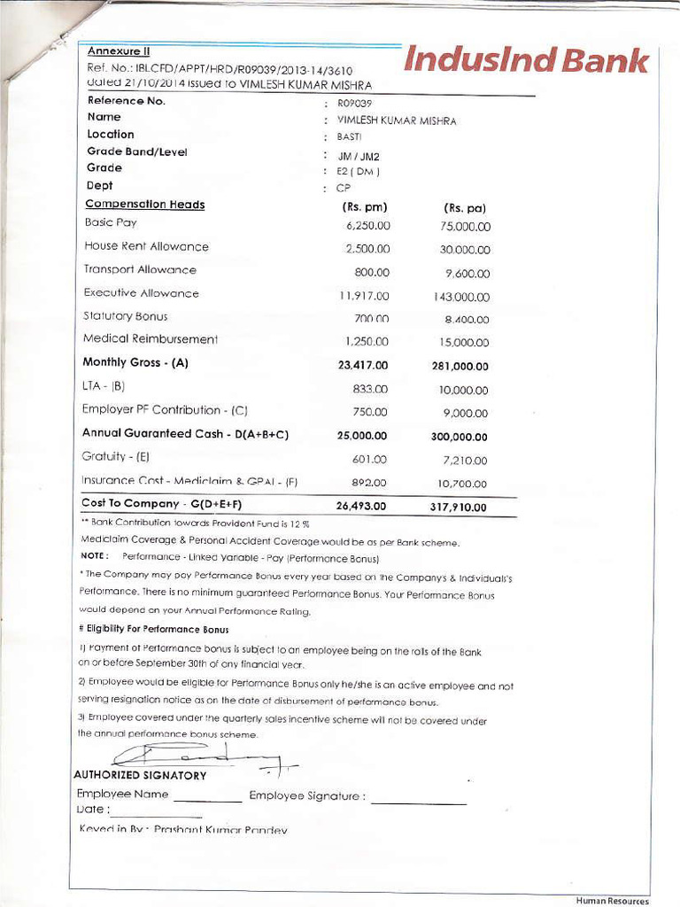 Salary Breakup-Vimlesh Kumar Mishra | PDF