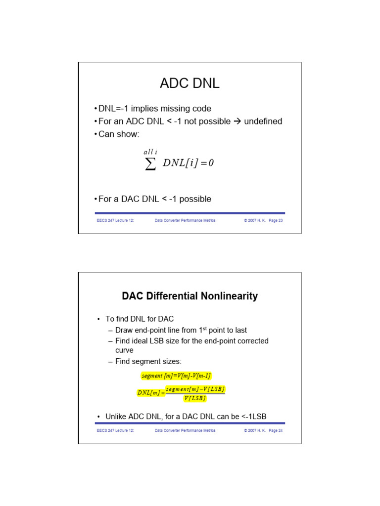 ADC and DAC DNL/INL Metrics | PDF | Analog To Digital Converter ...