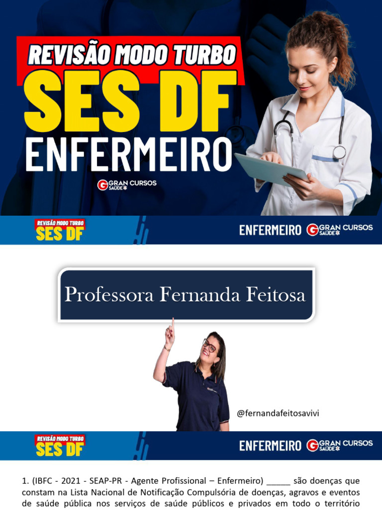 Revisão Modo Turbo SES DF - Enfermeiro - 18.06 - Fernanda Feitosa | PDF | Violência | Epidemiologia