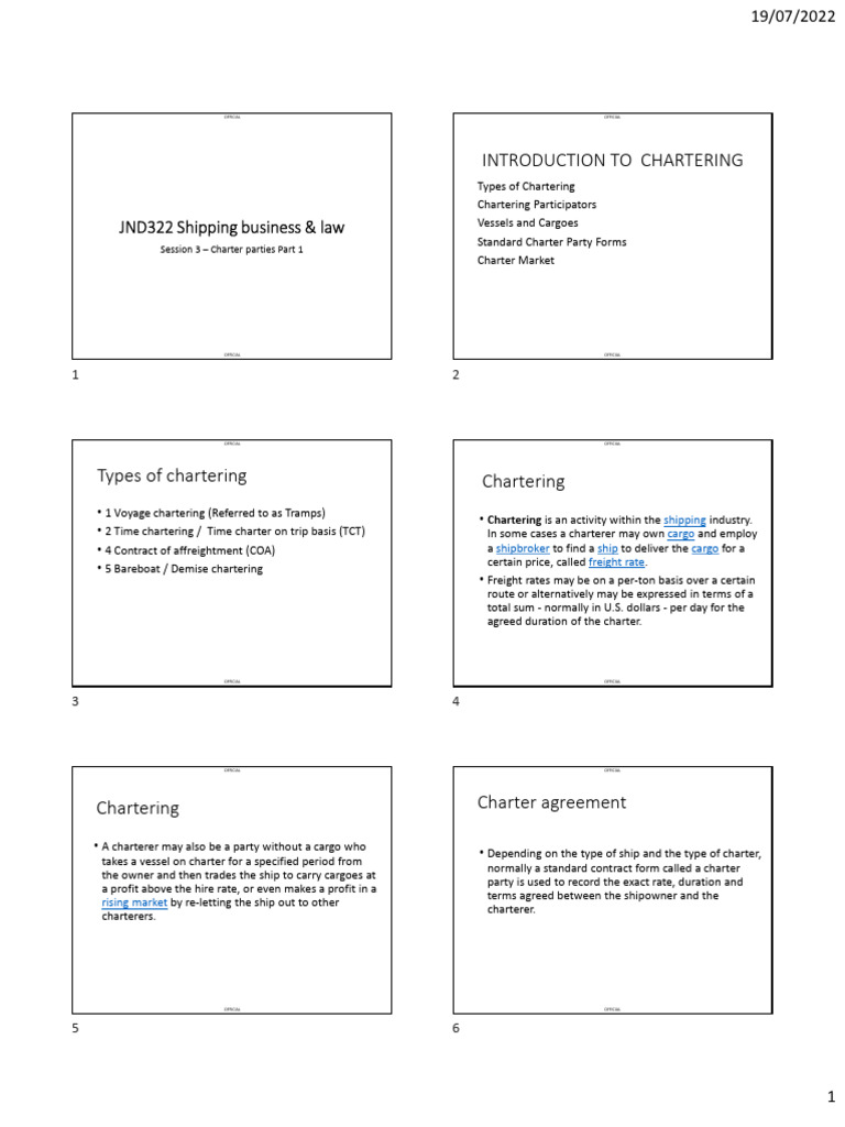 Charter Parties: Types & Responsibilities | PDF | Shipping | Water ...