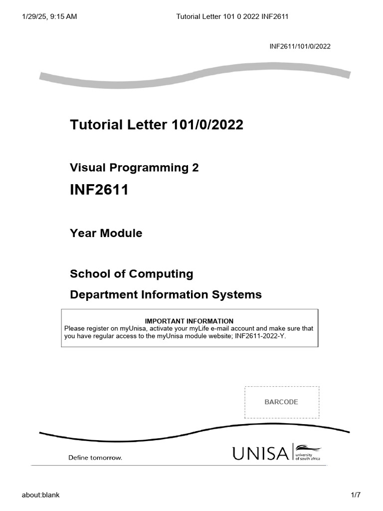 Tutorial Letter 101 0 2022 INF2611 | PDF | Graphical User Interfaces | Databases