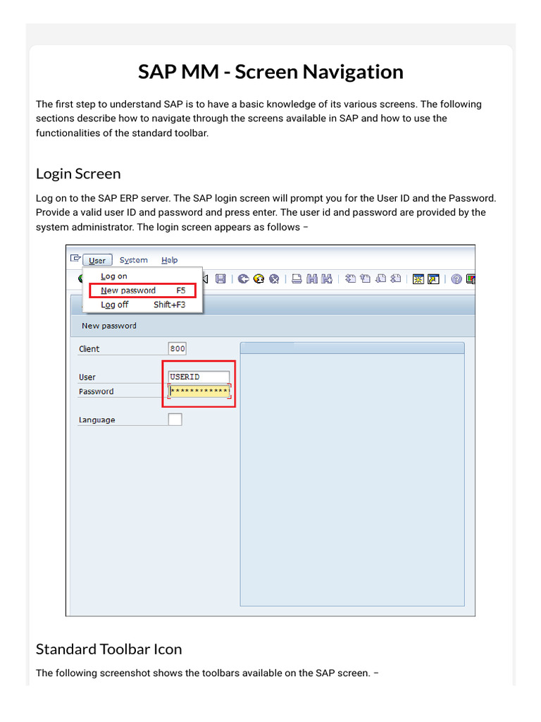 SAP MM - Screen Navigation | PDF