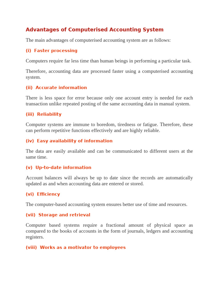 Advantages of Computerised Accounting | PDF