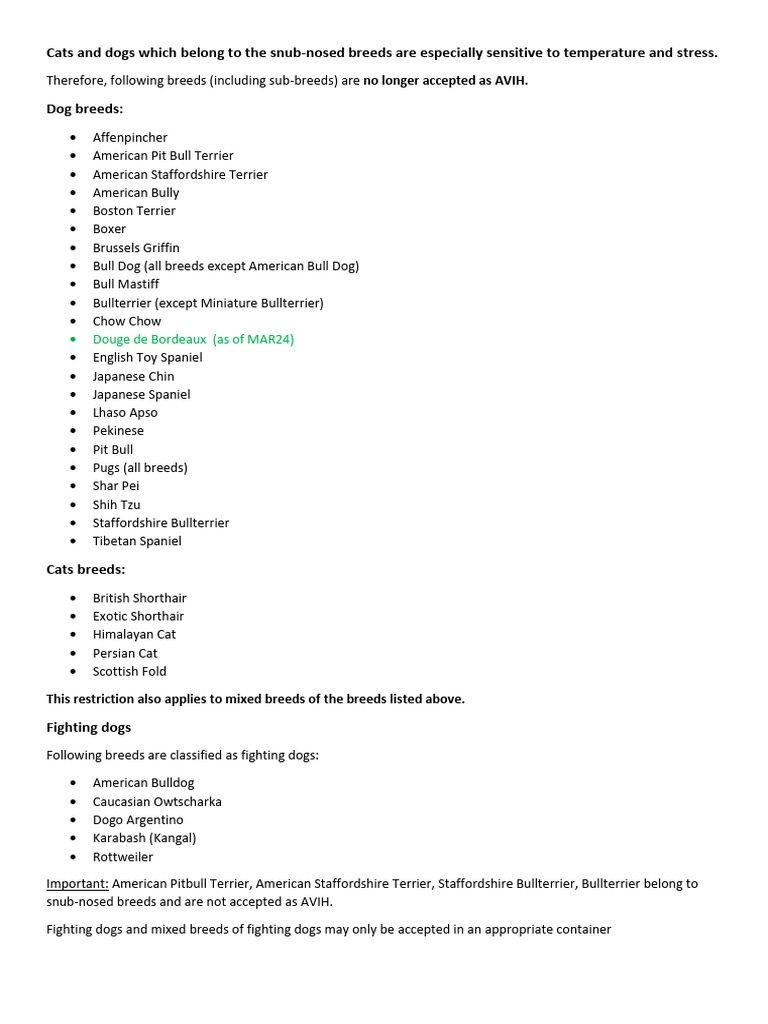 AVIH allowed species MAR24 | PDF