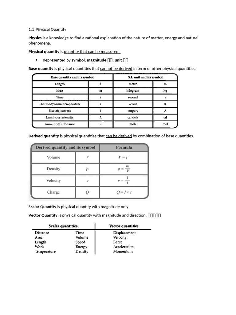 Understanding Physical Quantities in Physics | PDF