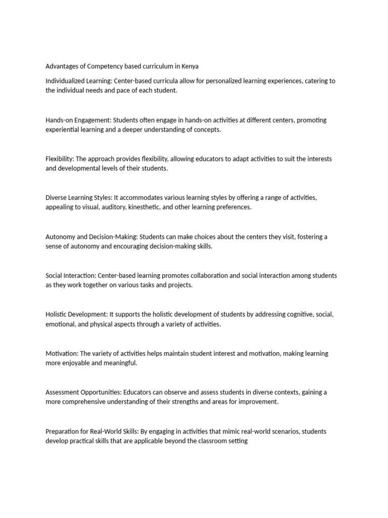 Advantages of Competency Based Curriculum | PDF