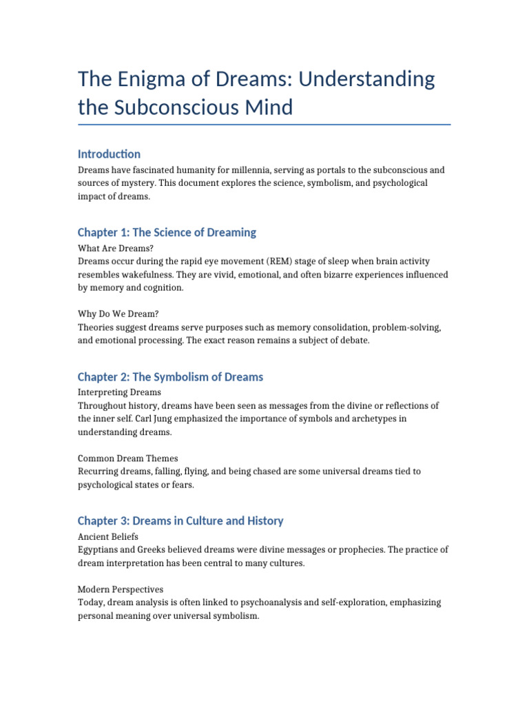 Exploring the Enigma of Dreams | PDF