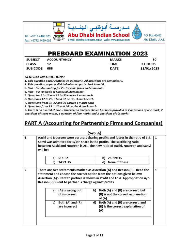 2023 PB Accounts GR 12 QP Set A | PDF | Investing | Equity (Finance)
