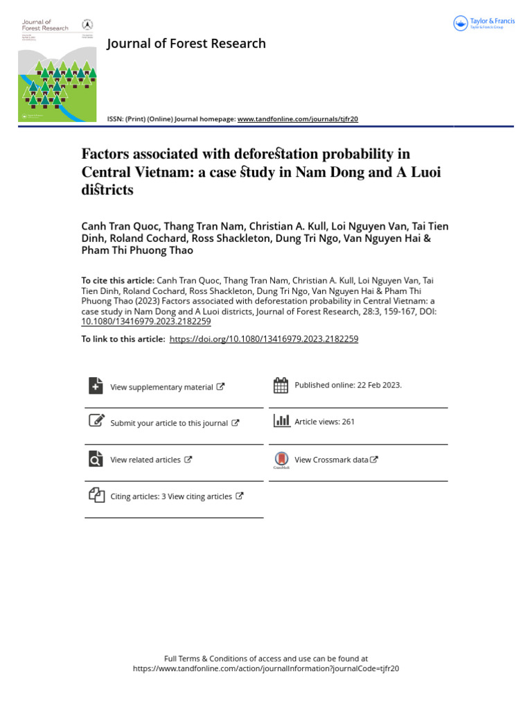 Factors Associated With Deforestation Probability in Central Vietnam A ...