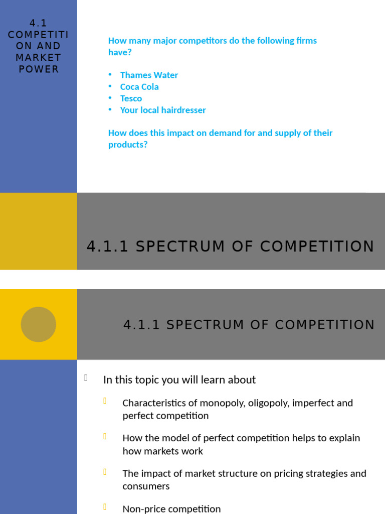 4.1.1 Spectrum of competition | PDF | Oligopoly | Monopoly
