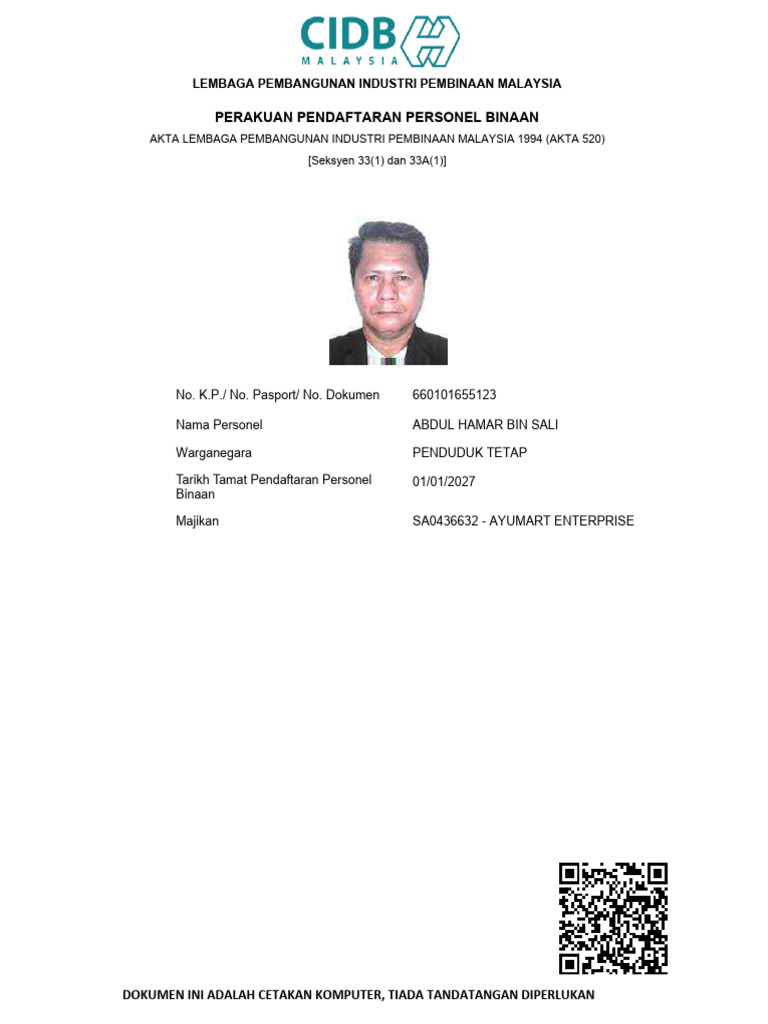 ABDUL HAMAR BIN SALI | PDF
