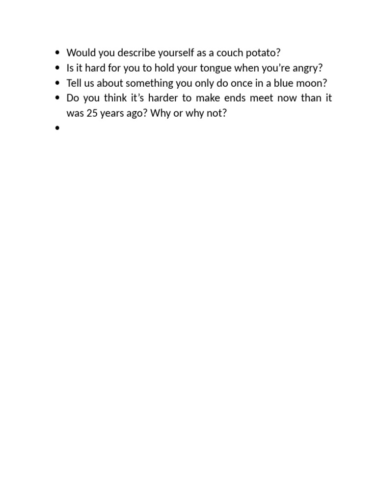 Would You Describe Yourself As A Couch Potato | PDF