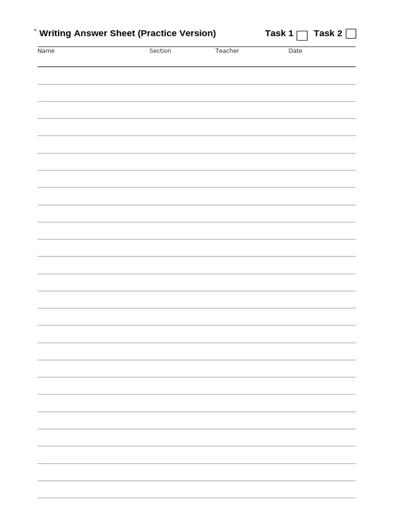 IELTS Writing Answer Sheet | PDF