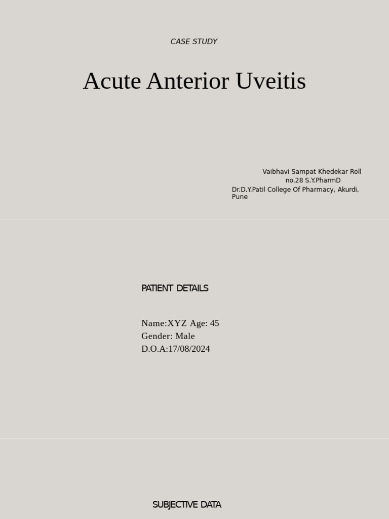Acute Anterior Uveitis Case Study | PDF | Medical Specialties ...