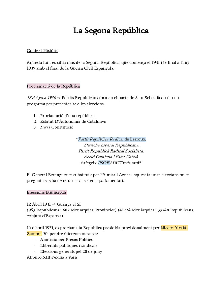 La Segona República | PDF