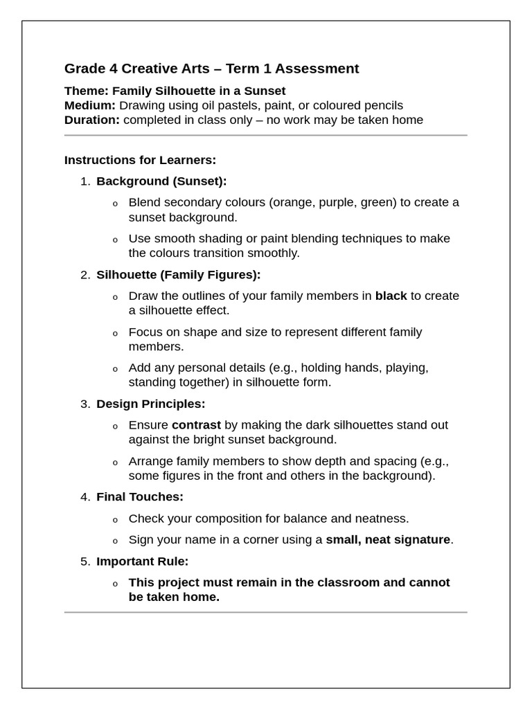 Grade 4 Visual Arts | PDF | Drawing