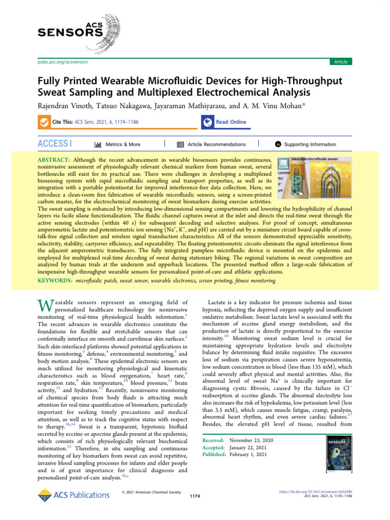 Microfluidic Channel and C-CNT-PB-LOx-chitosan Sensor For Sweat Lactate and Ion Detection | PDF ...