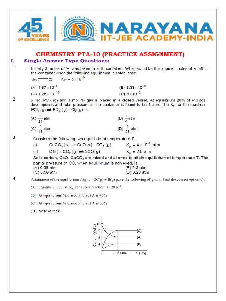 SR STAR MODEL-A - REV PROG - PTA-10 - CHEMISTRY - Chemical Equilibrium ...