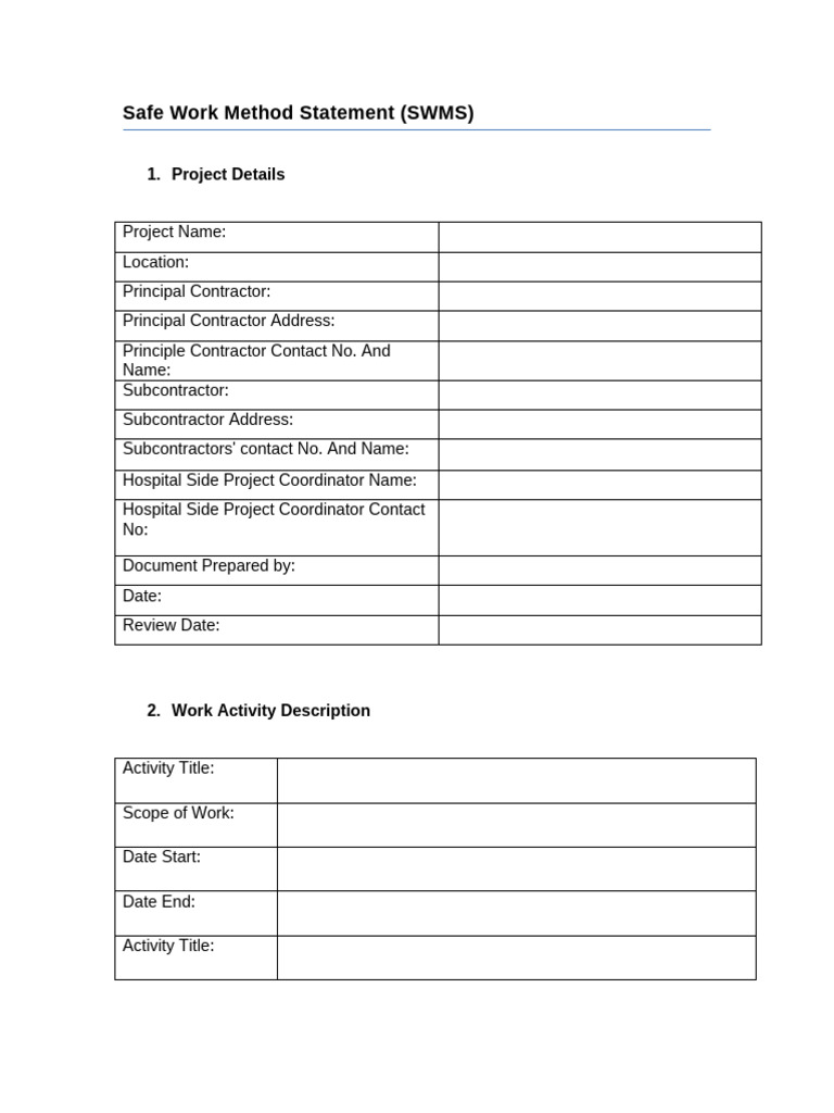 Safe Work Method Statement Template | PDF | Personal Protective Equipment | Safety
