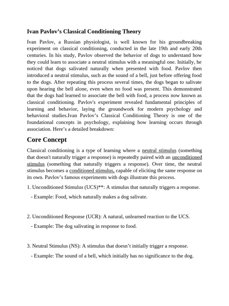 Ivan Pavlov | PDF | Classical Conditioning | Cognition