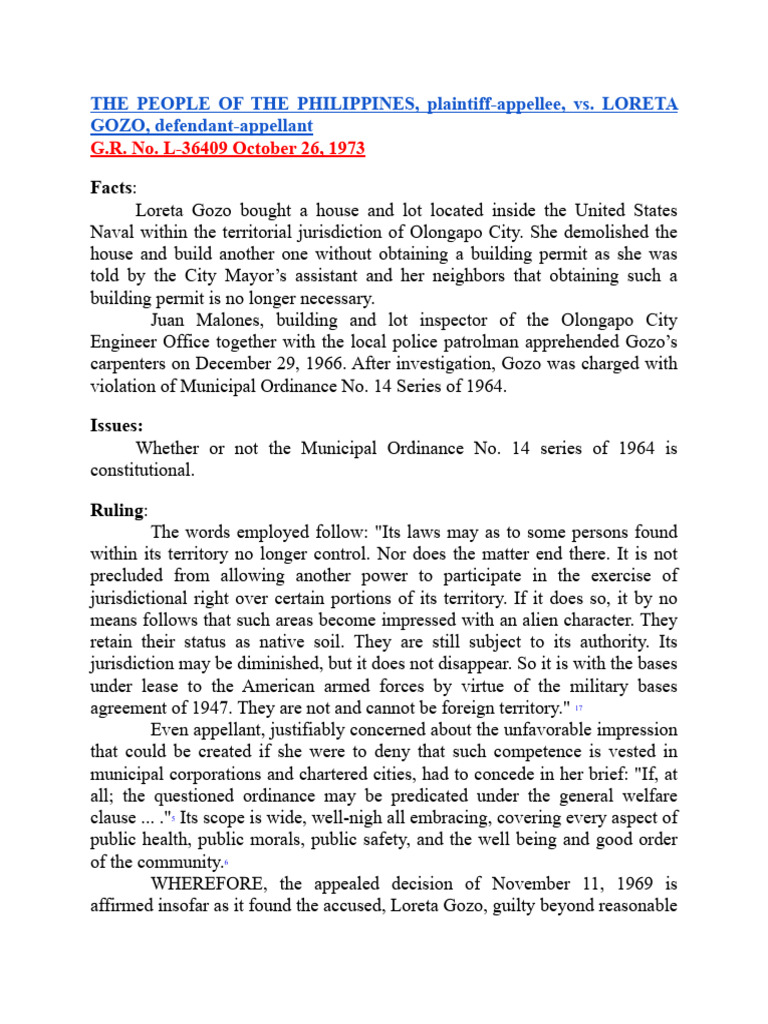 Gozo vs. People: Building Permit Violation | PDF | Jurisdiction ...