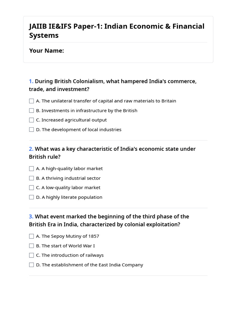 JAIIB IE IFS Paper-1 Indian Economic Financial Systems | PDF | Small ...