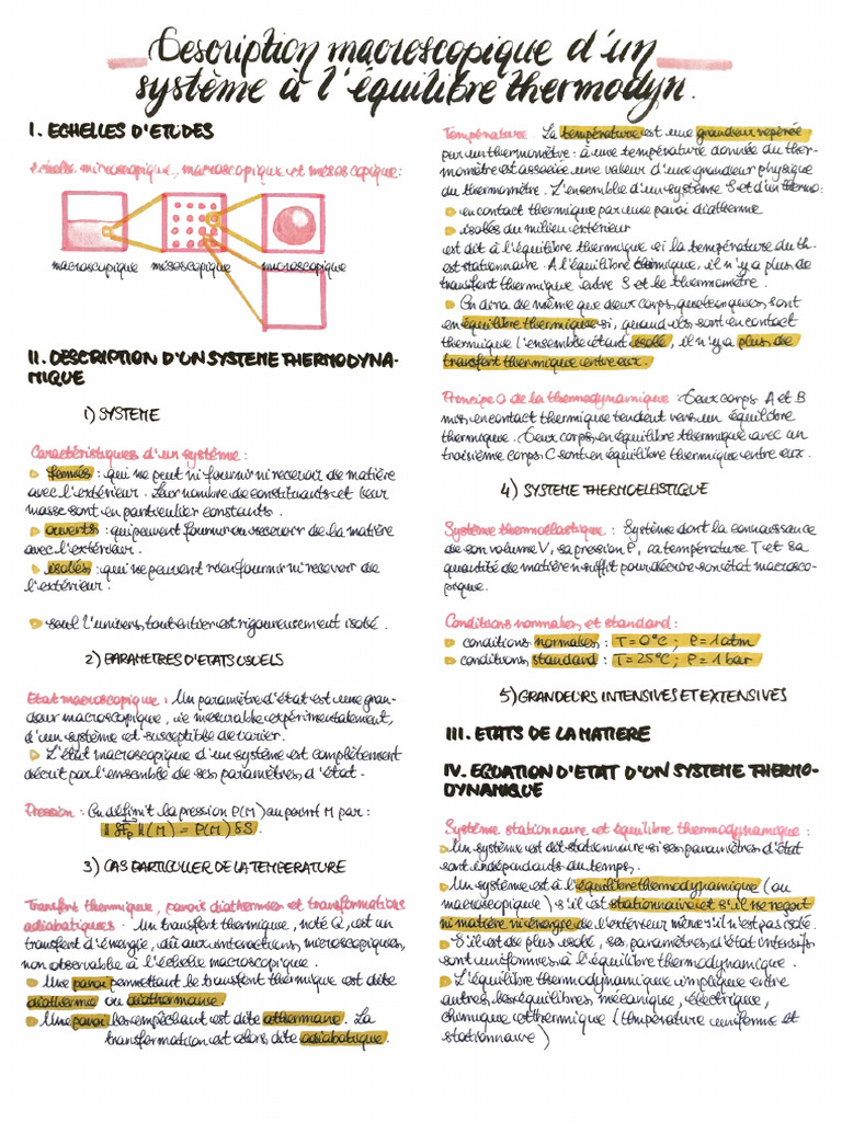 Thermo - Description Macroscopique | PDF
