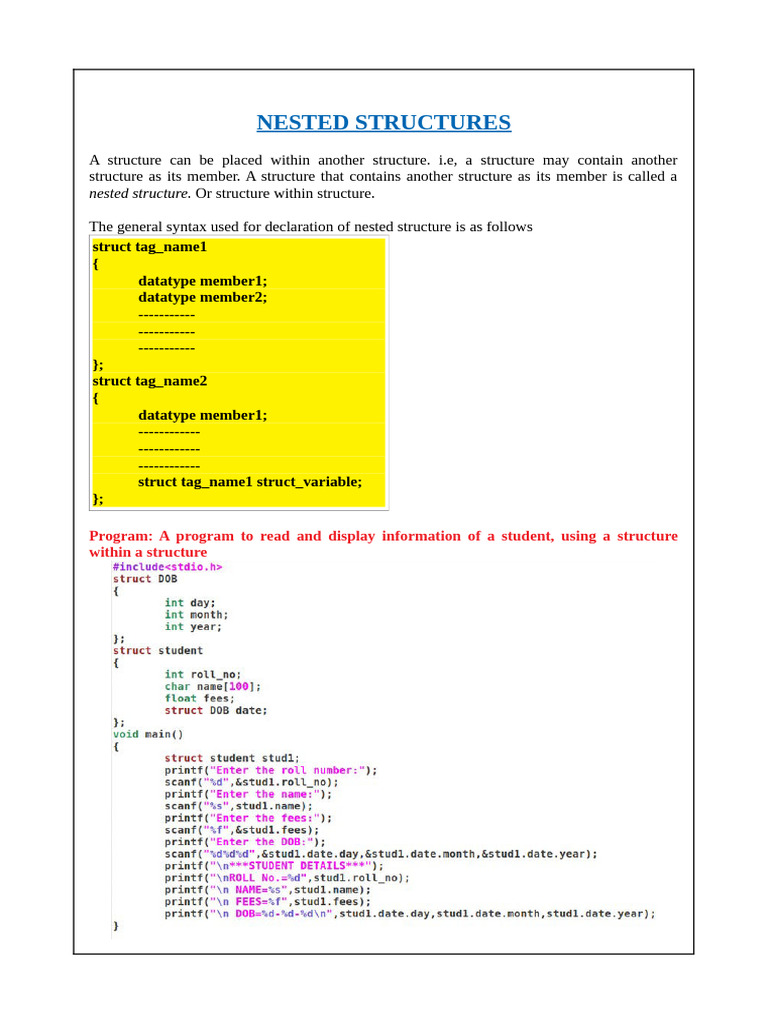 6.4.nested Structures | PDF