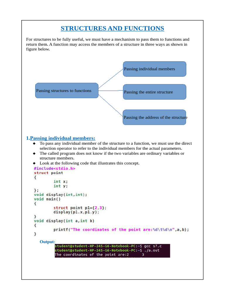 Passing Structures to Functions in C | PDF