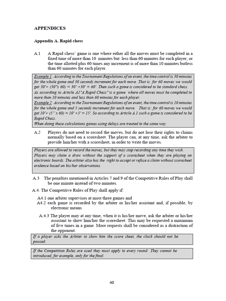 Appendix A - Rapid and Ahcljcljcppendix B - Blitz | PDF | Sports ...