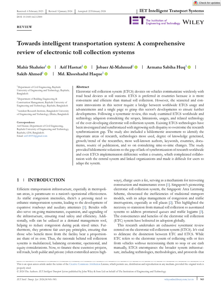 IET Intelligent Trans Sys - 2024 - Shahrier - Towards Intelligent ...