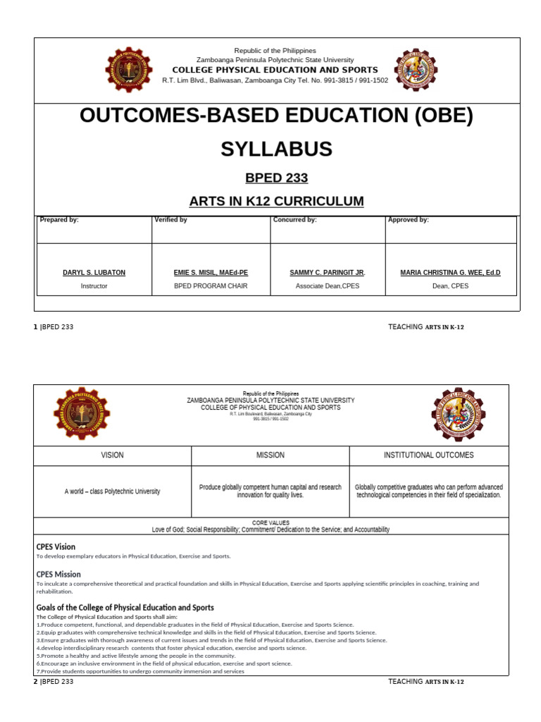 Bped 233 Arts in K12 Curriculum | PDF | Physical Education | Learning