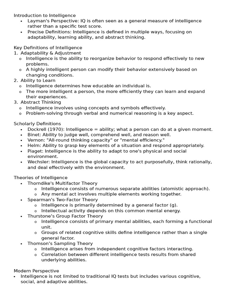 Understanding Intelligence Theories | PDF | Intelligence Quotient ...