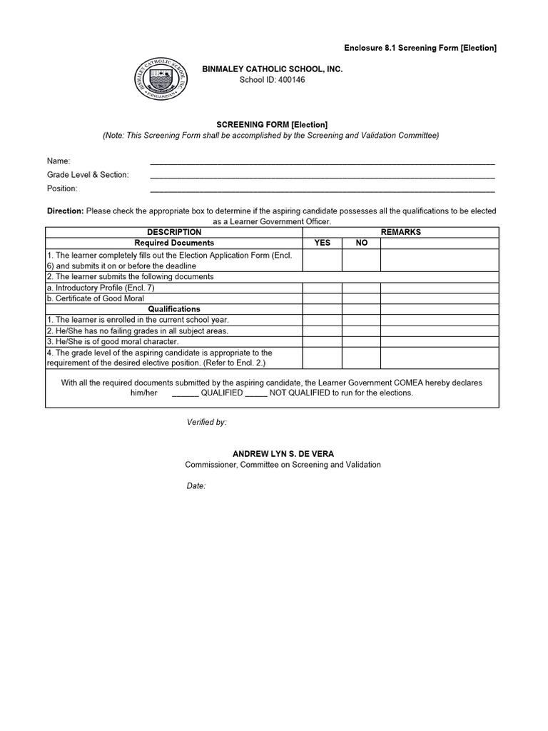 SSC Screening Forms | PDF