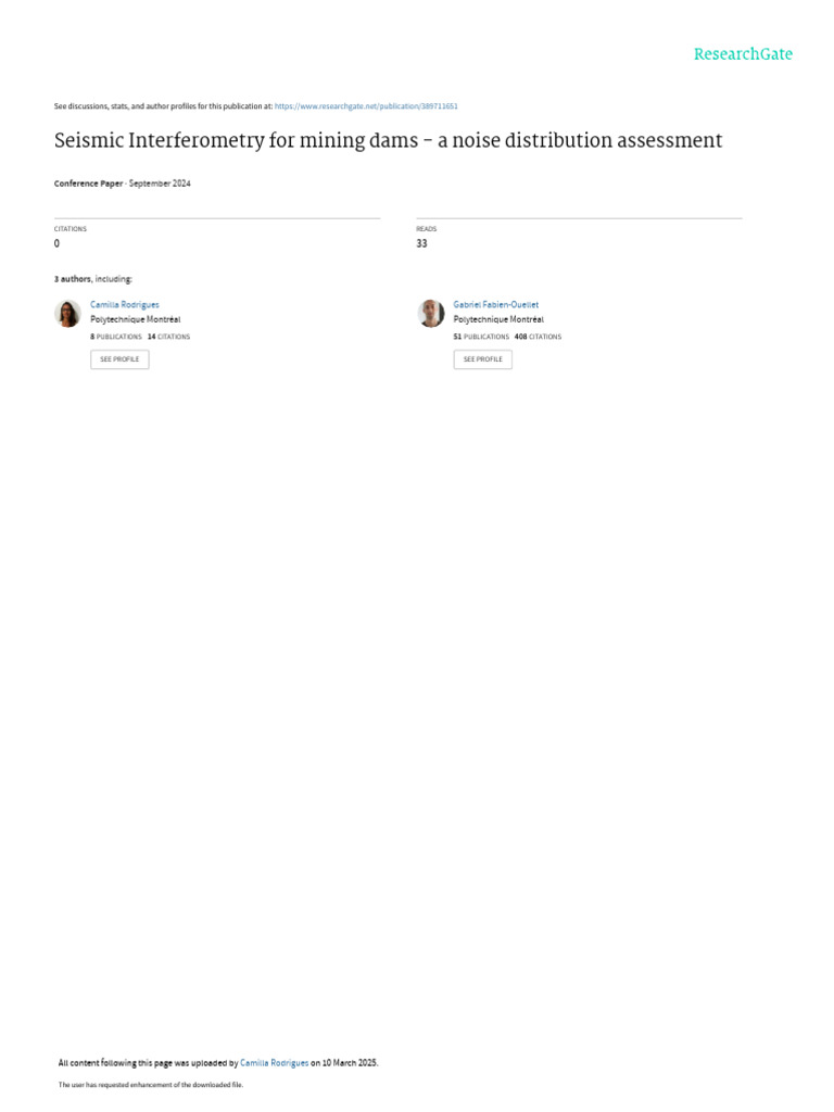 Seismic Interferometry for Mining Dams | PDF | Interferometry | Waves