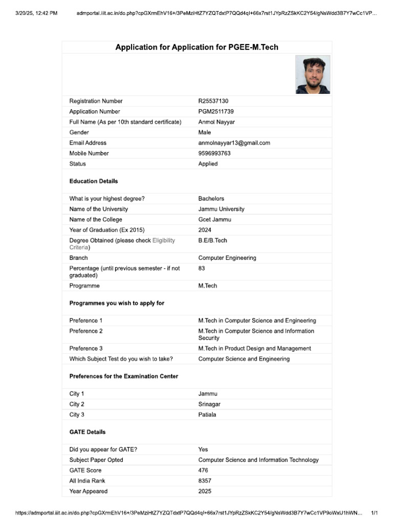 P Gee Applicationform | PDF