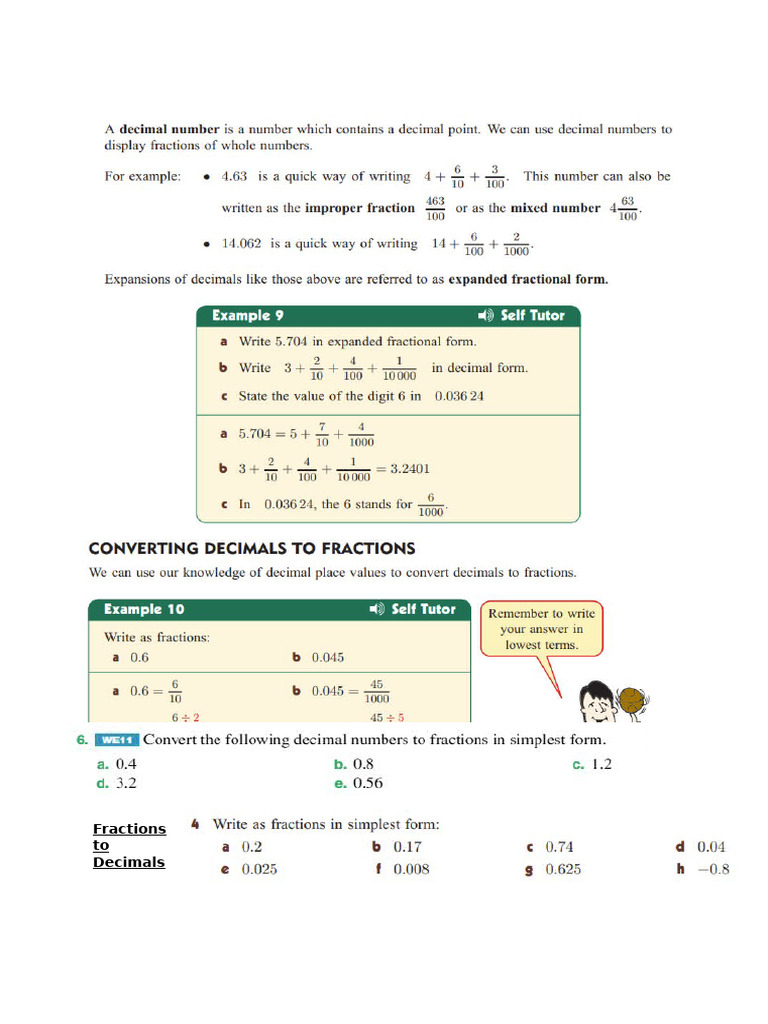 3.5 Converting Between Fractions and Decimals | PDF