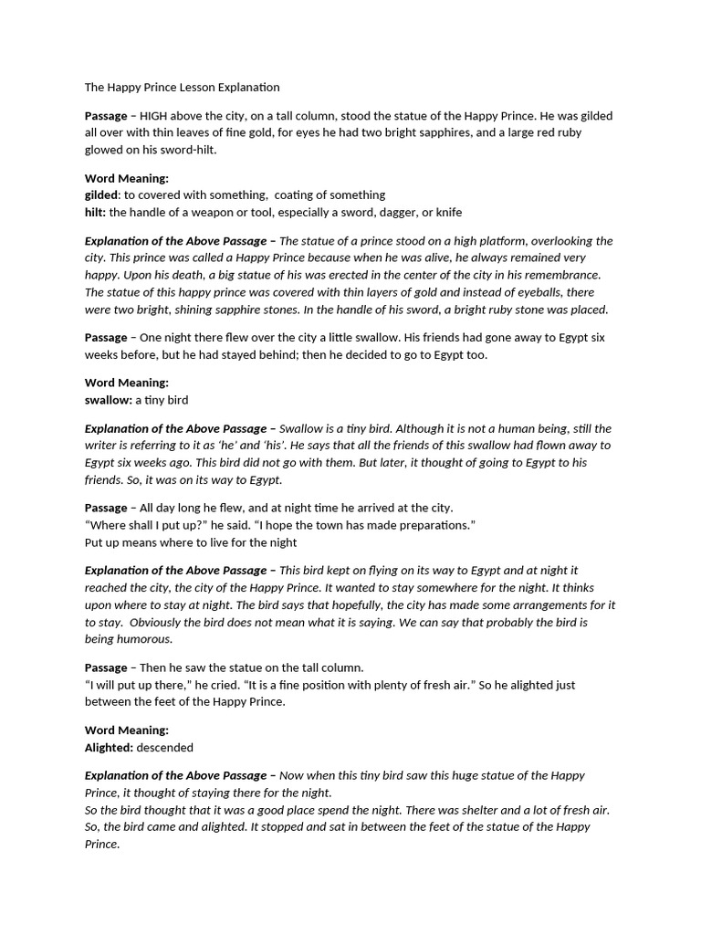 Meaning of "The Happy Prince" | PDF | The Happy Prince And Other Tales ...