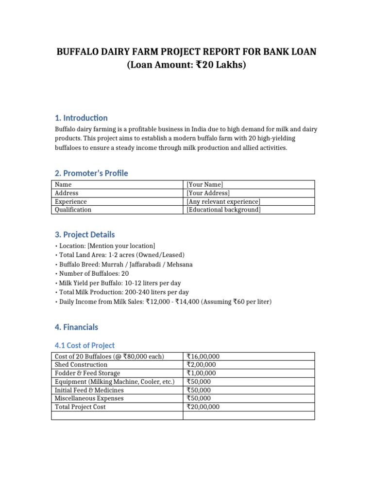 Buffalo Dairy Farm Project Report | PDF | Dairy | Dairy Farming
