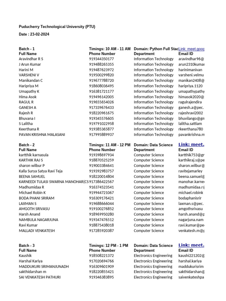 GD - Puducherry Technological University (PTU) | PDF | Engineering ...