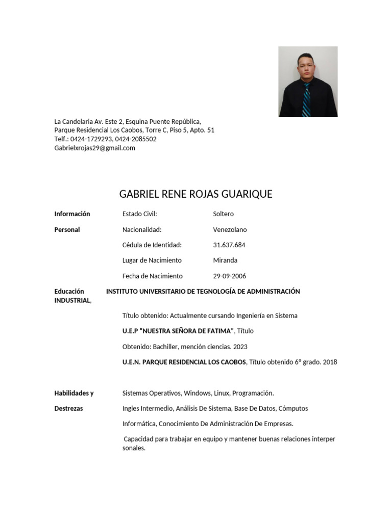 Curriculum Vitae - Gabriel | PDF