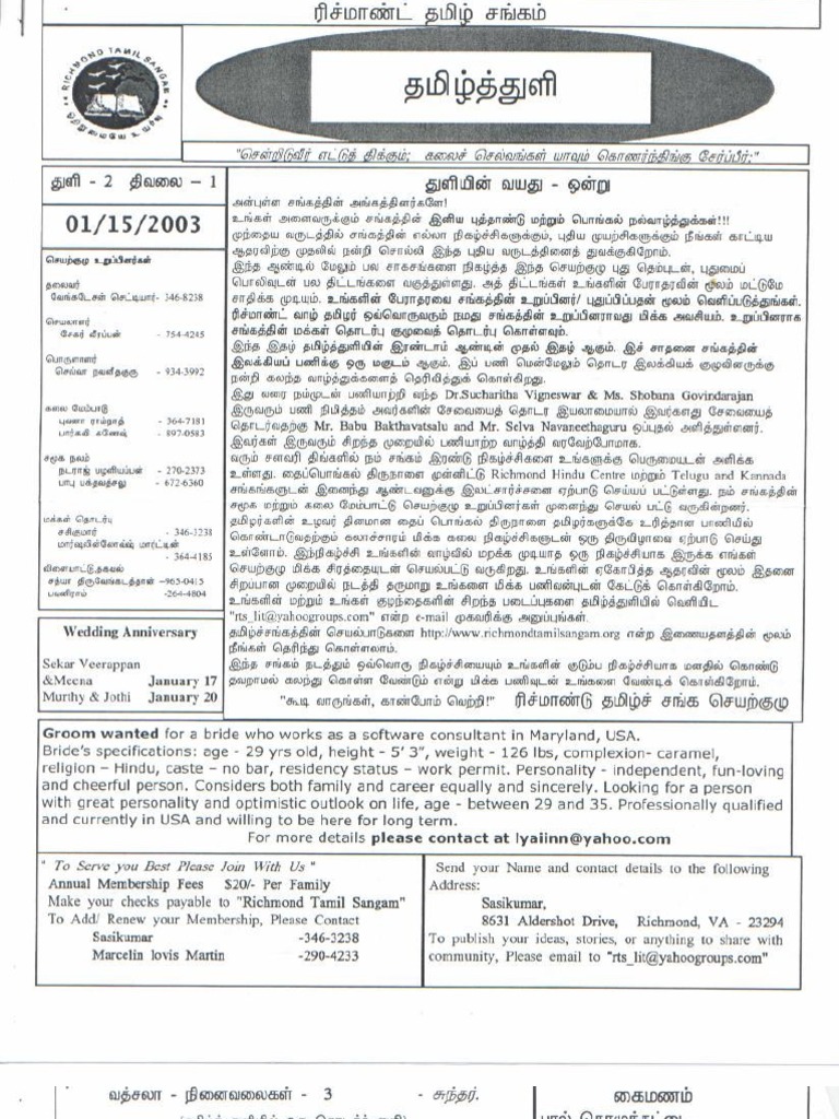 Tamil Thuli Magazine 2004/01 | PDF