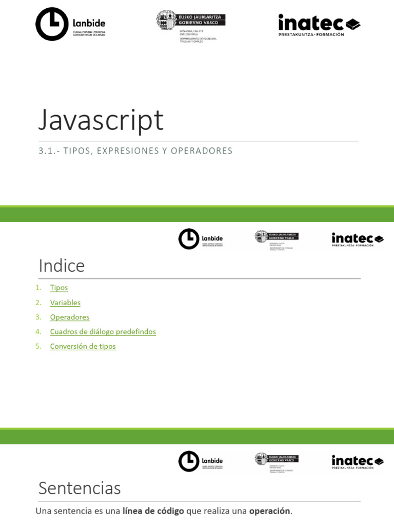 3.1. - JS Tipos y Expresiones | PDF | Variable (informática) | Tipo de ...