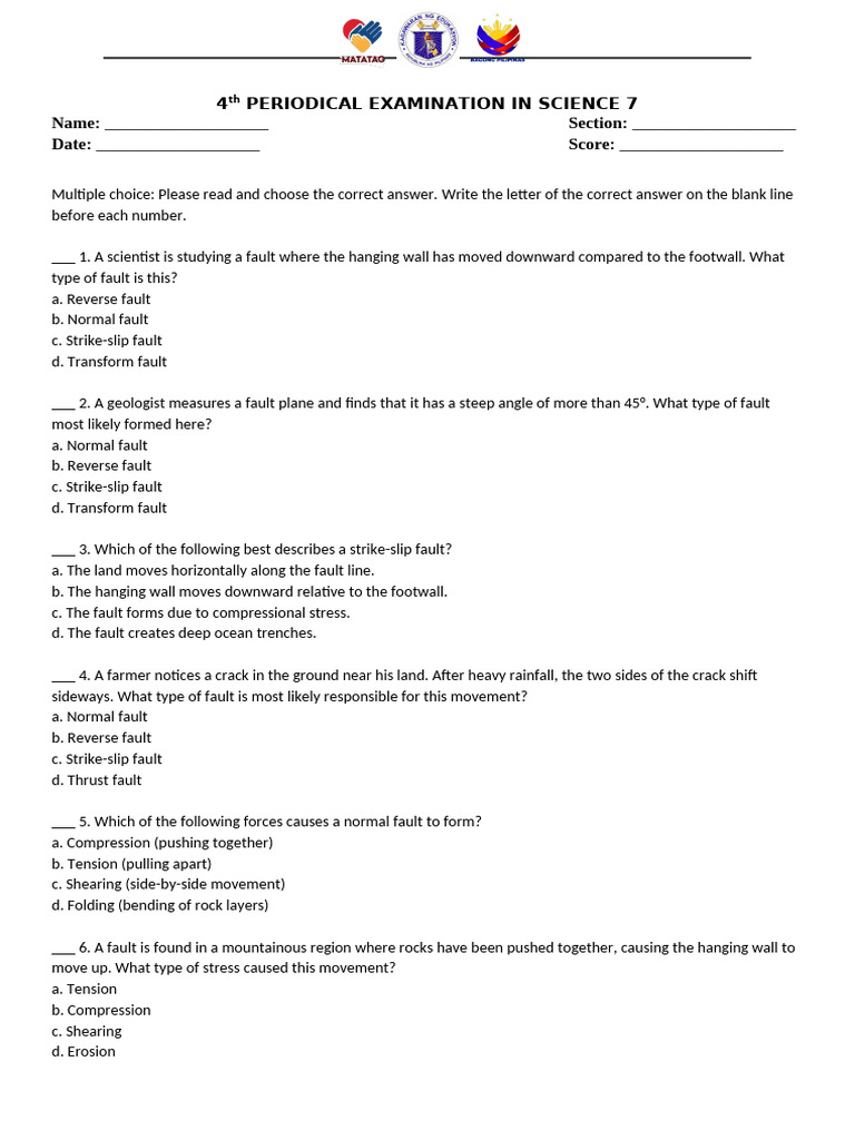 Science7 Q4 Pisa Based Periodical Exam | PDF | Atmosphere Of Earth ...