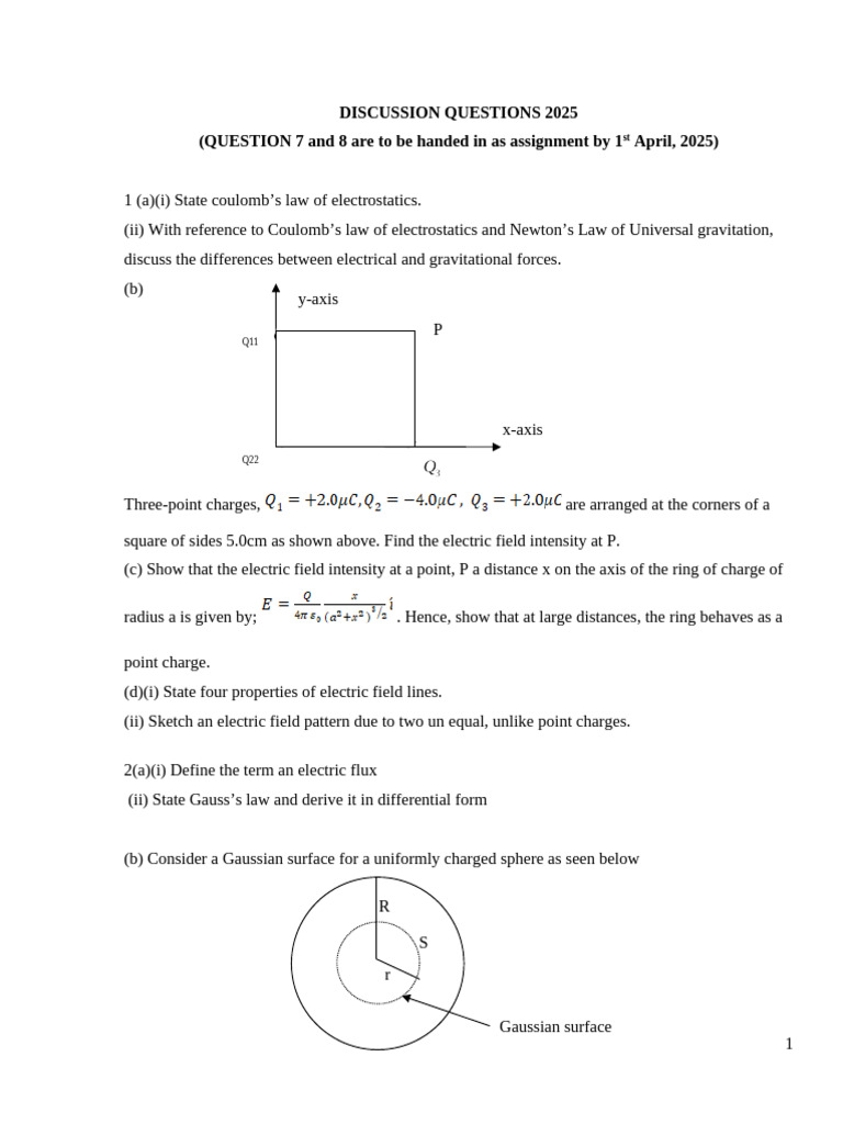 SPH 1202 Electricity & Magnetism Discussion Questions | PDF | Capacitor ...