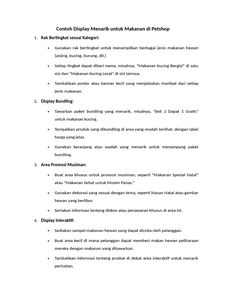 Contoh Display Menarik Untuk Makanan Di Petshop | PDF