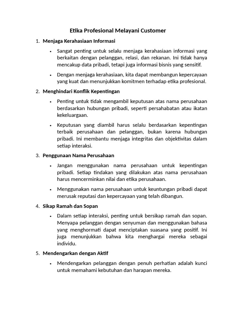 Etika Profesional dalam Layanan Pelanggan | PDF