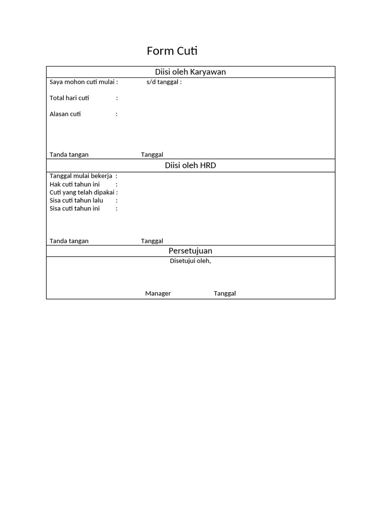 Form Cuti Karyawan | PDF